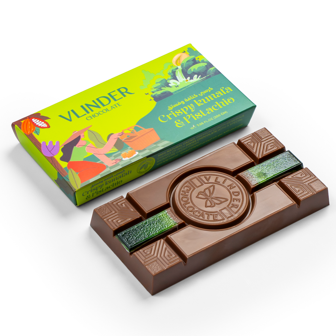 Crispy kunafa & pistachio Chocolate Bar – Vlinder Chocolate